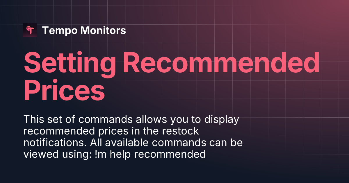 Setting Recommended Prices | Tempo Monitors